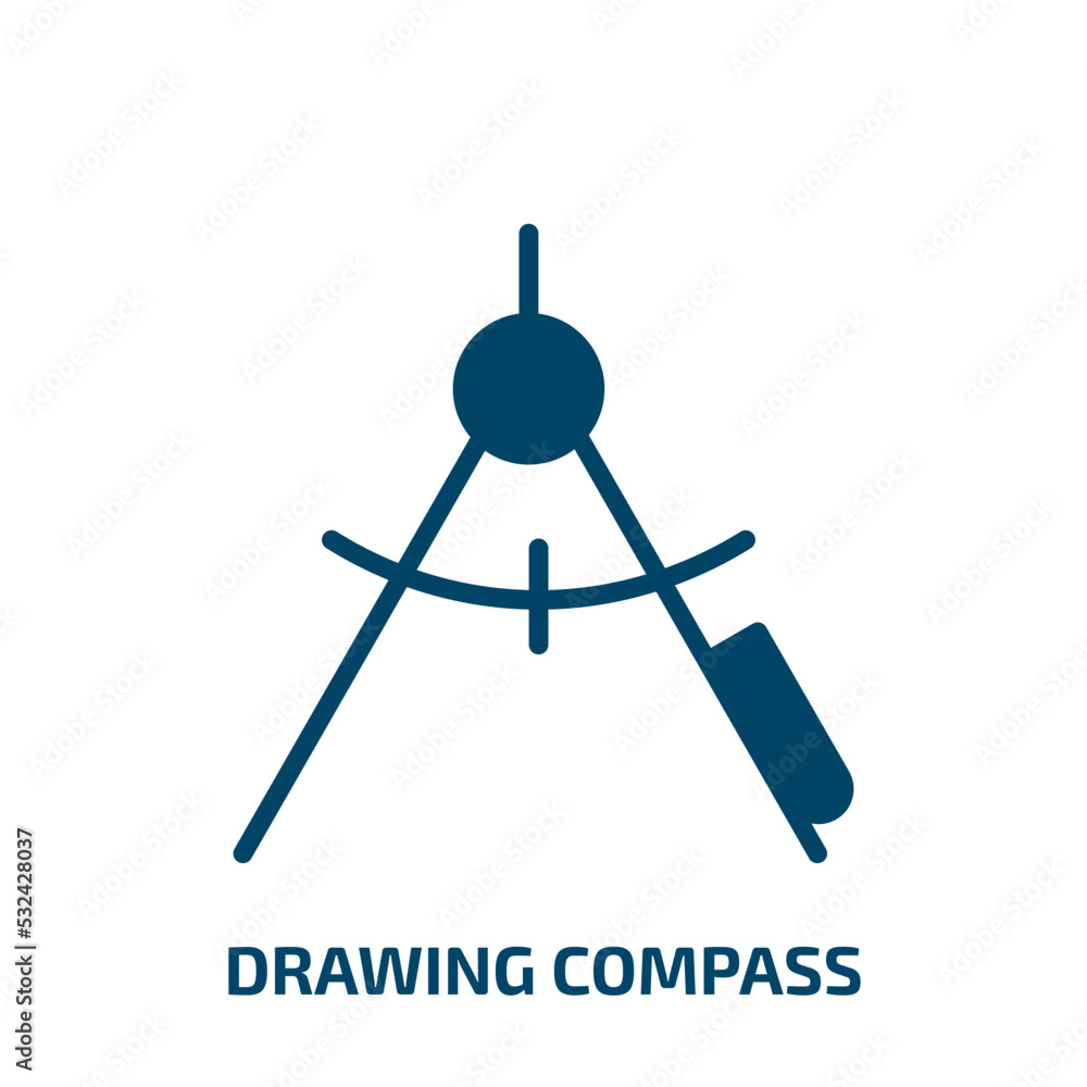 drawing compass icon from construction collection. Filled drawing ...