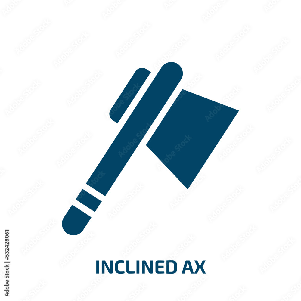 inclined ax icon from construction collection. Filled inclined ax ...