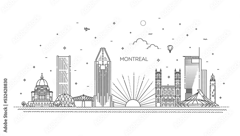 Vector illustration of Montreal city. Montreal skyline with panoramic ...