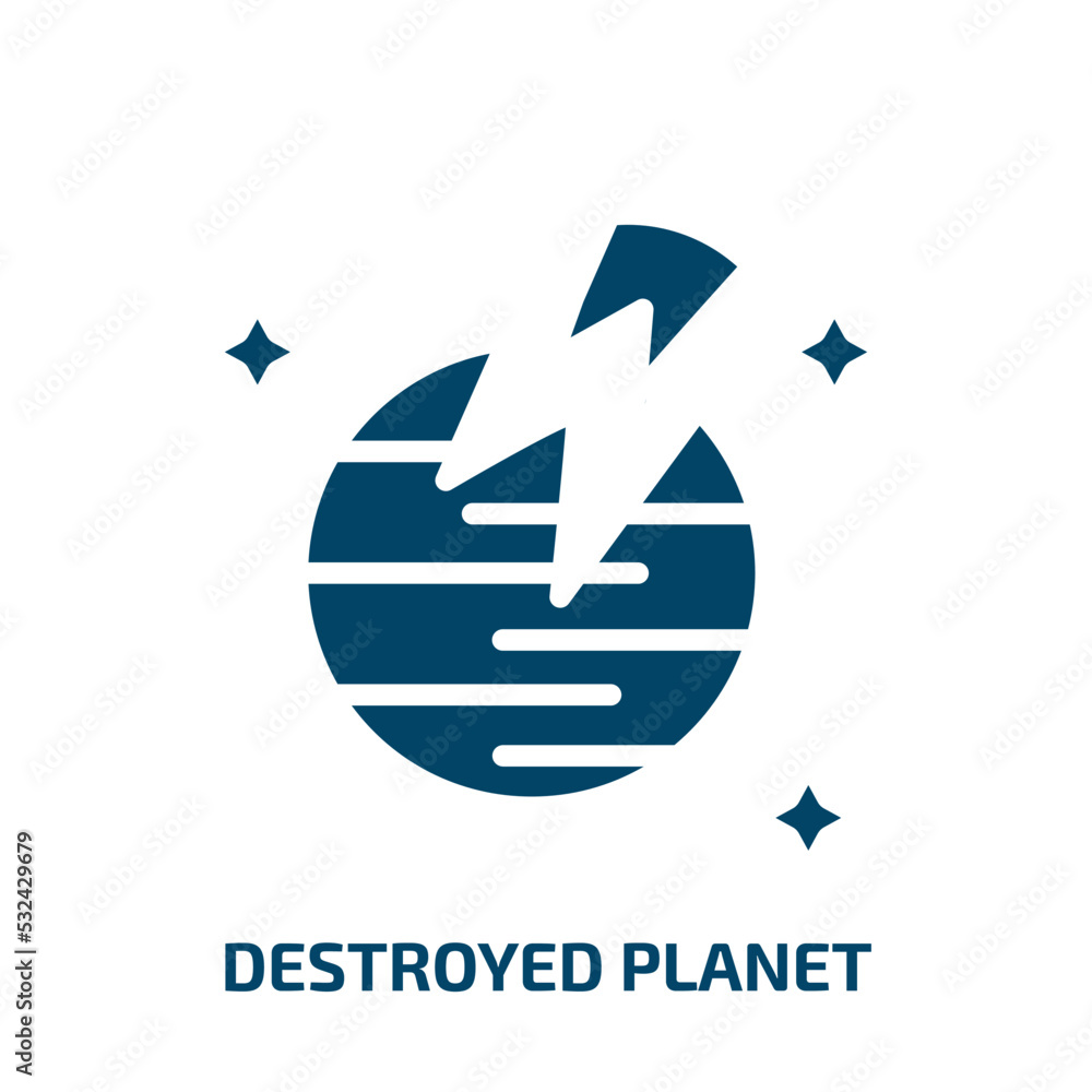 destroyed planet icon from astronomy collection. Filled destroyed ...