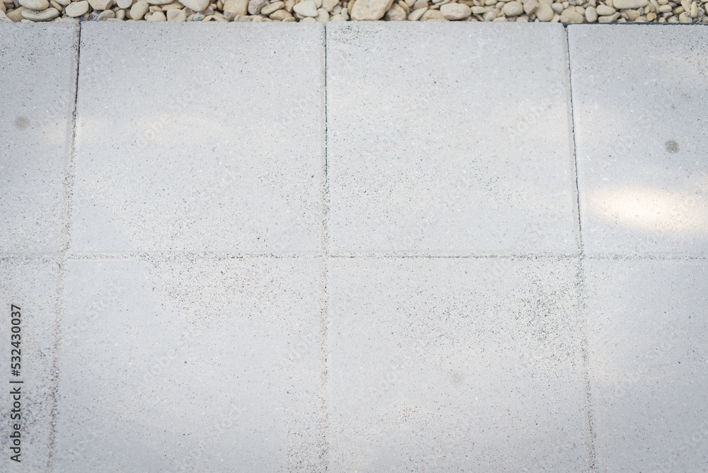 Gray concrete patio stone paver brick walkway after applying polymeric ...