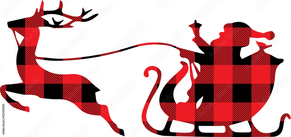 Buffalo Plaid Santa callus red on white background. Tartan plaid for ...