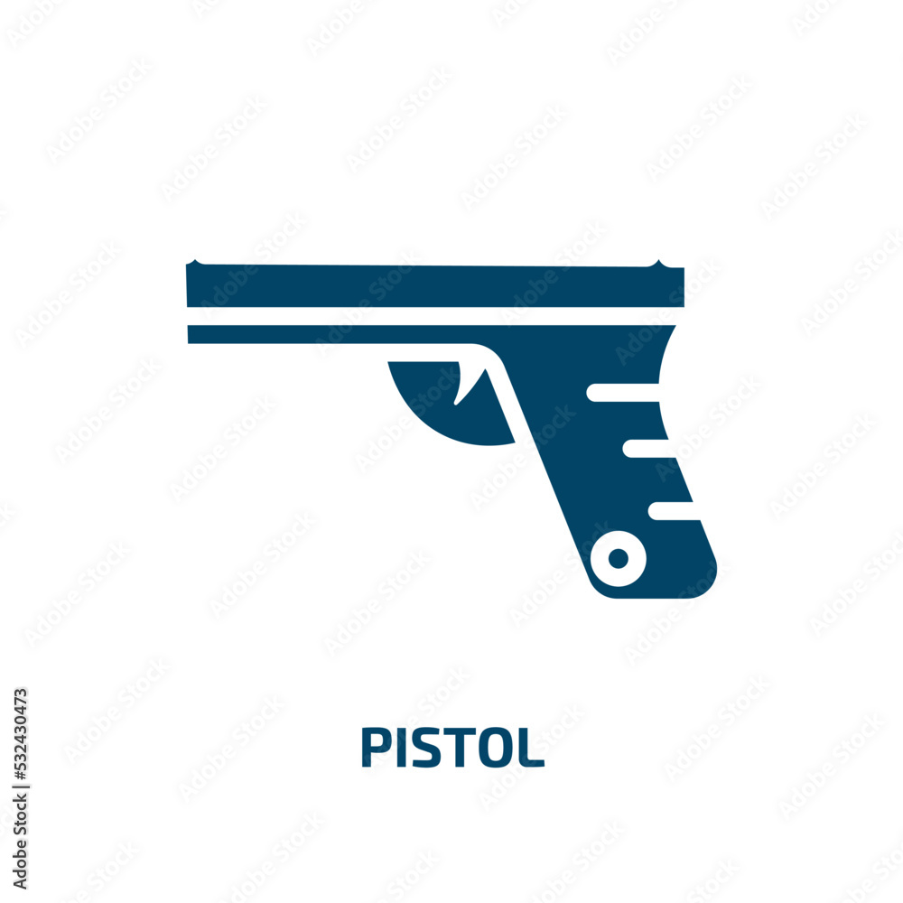 pistol icon from army and war collection. Filled pistol, collection ...