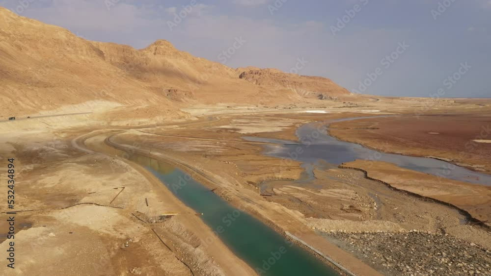 Drone flight of canals and remaining water in drying up part of the ...