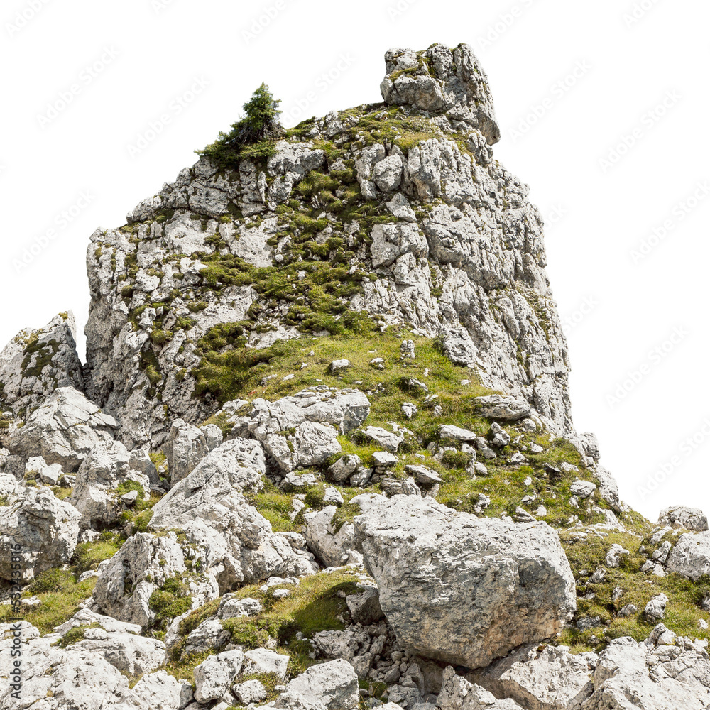 Mossy mountain cliff cutout isolated Stock Photo | Adobe Stock