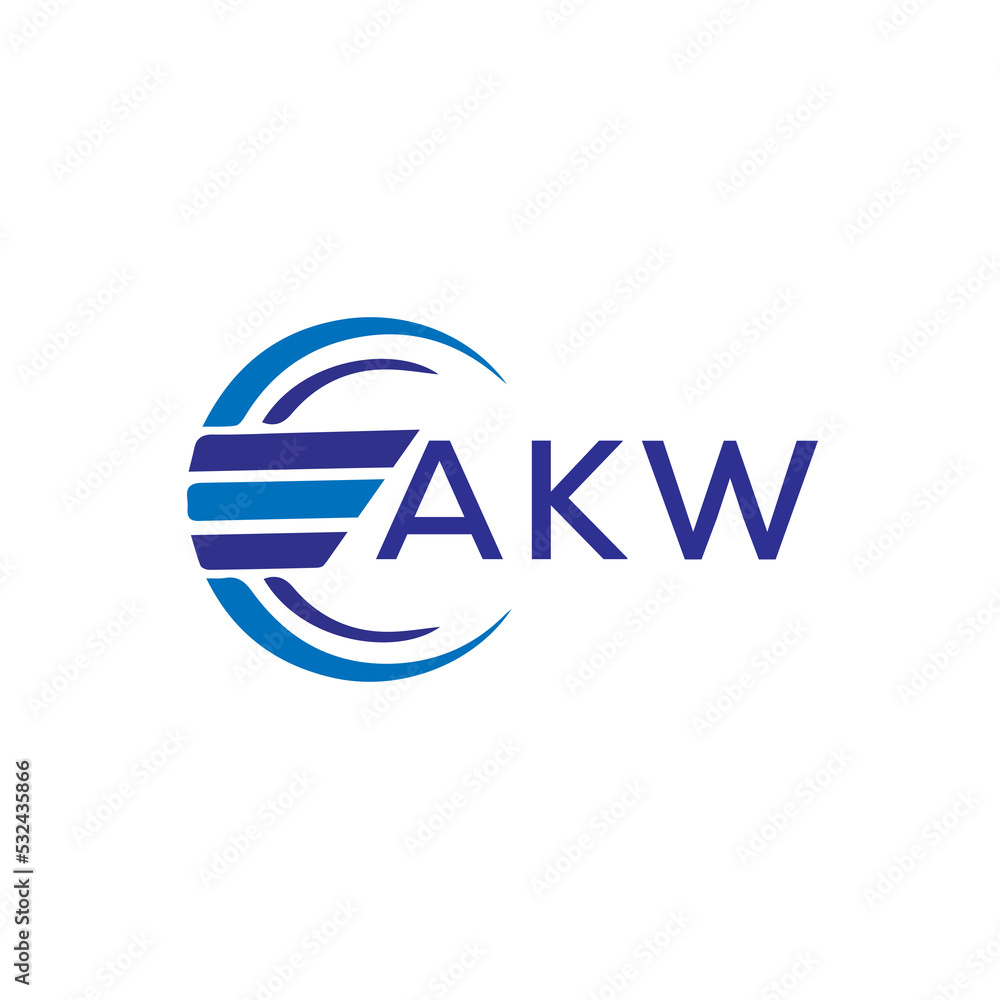 AKW letter logo. AKW blue image on white background. AKW vector logo ...