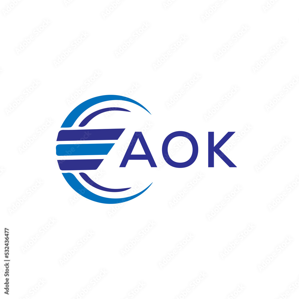 AOK letter logo. AOK blue image on white background. AOK vector logo ...