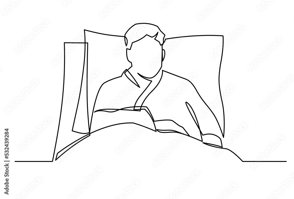 Continuous one line drawing of man with broken arm wearing arm splint ...