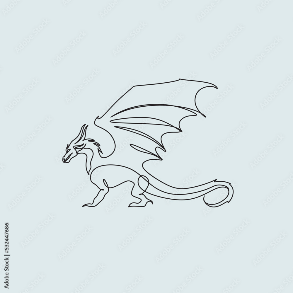 Dragon body line drawing symol. Digital line art. Design for tattoo ...