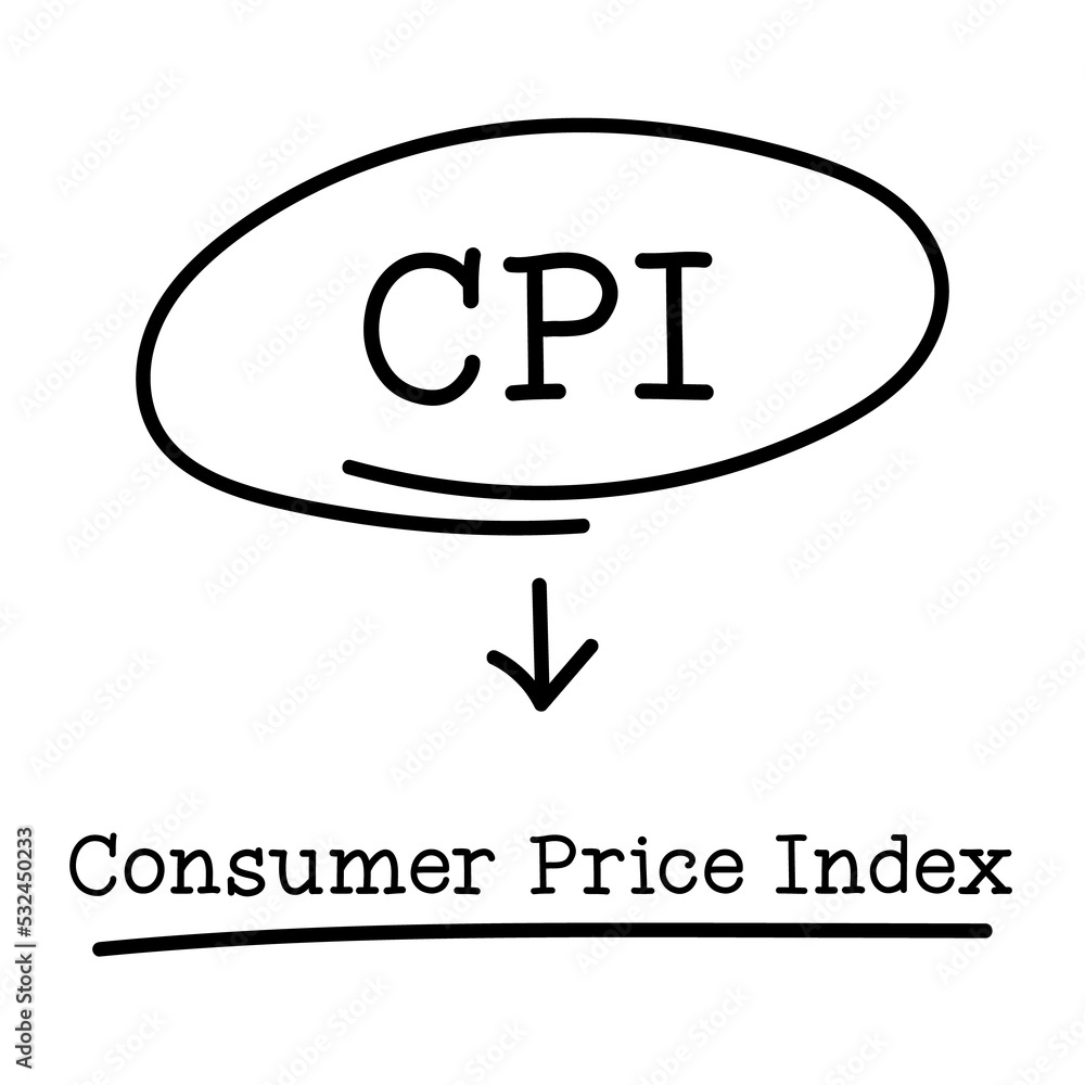 Letter of abbreviation CPI in circle and word Consumer Price Index on ...
