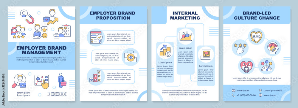 Employer branding blue brochure template.Talent retention. Leaflet ...
