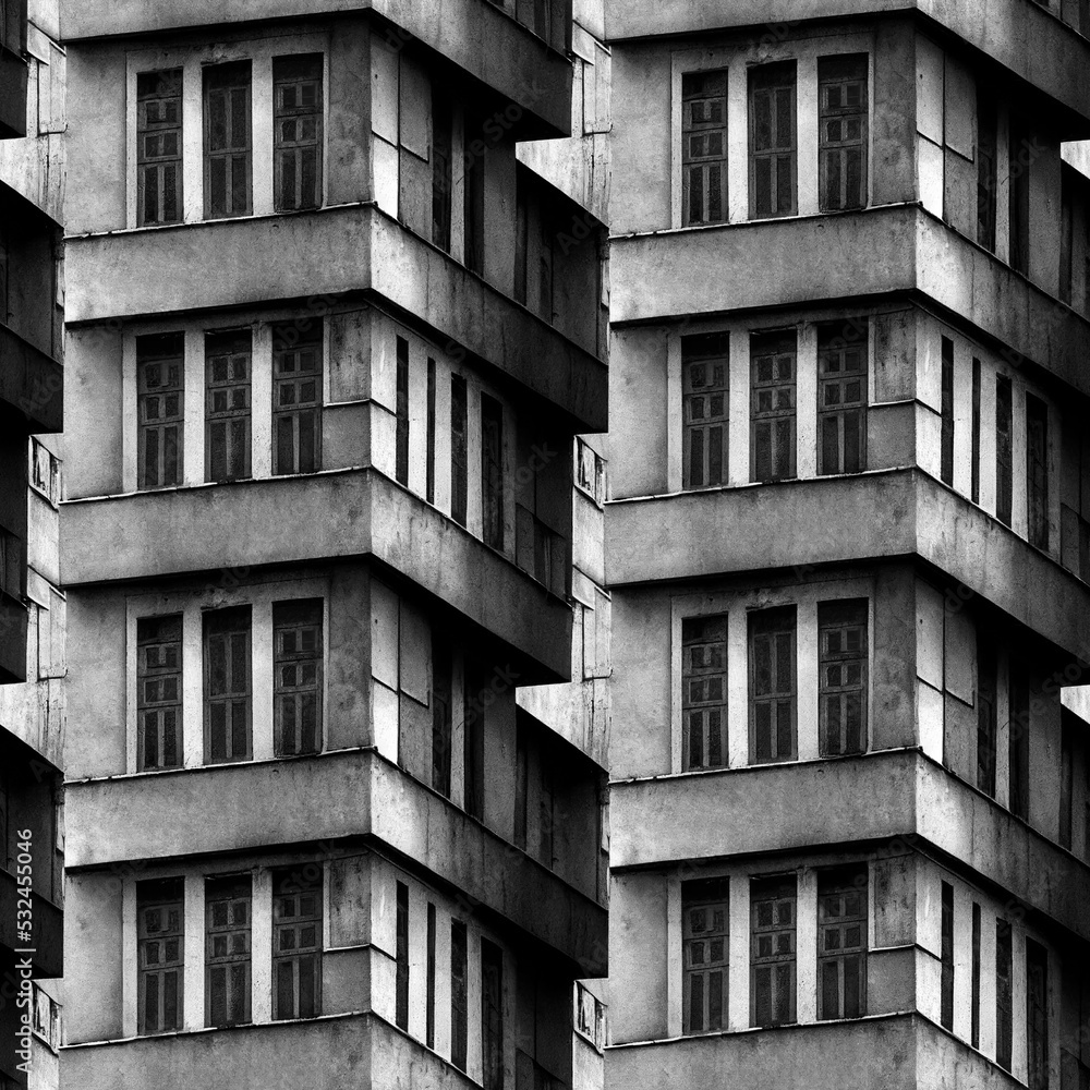 Dark and moody, dystopian, seamless soviet style concrete block houses ...