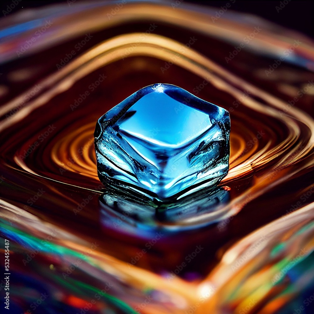 Ice cube melting, water. Rubik's cube made of ice cubes. Photo ...