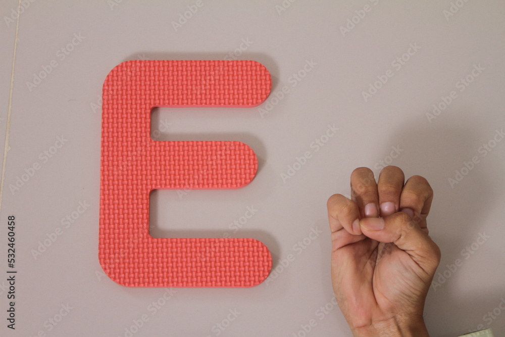 letter E symbol by hand letter or sign language code for deaf and deaf ...