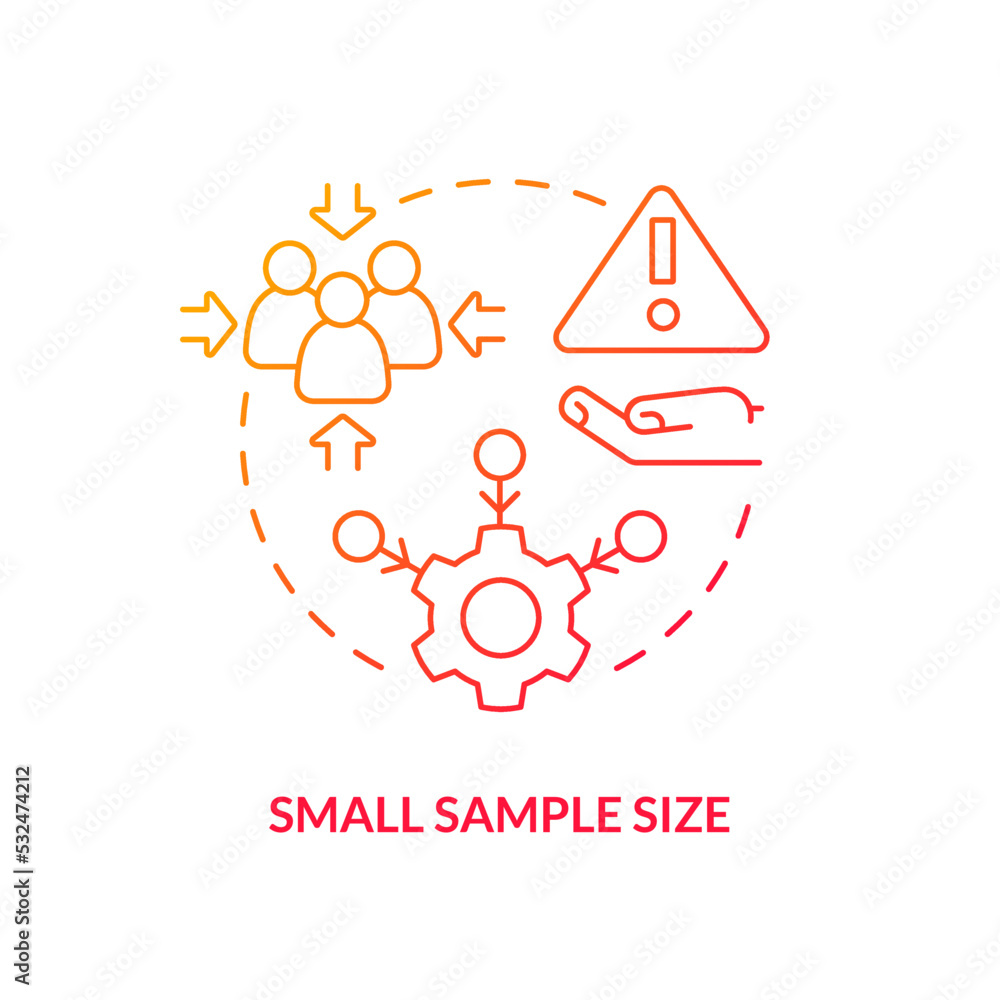Small sample size red gradient concept icon. Lack of information ...