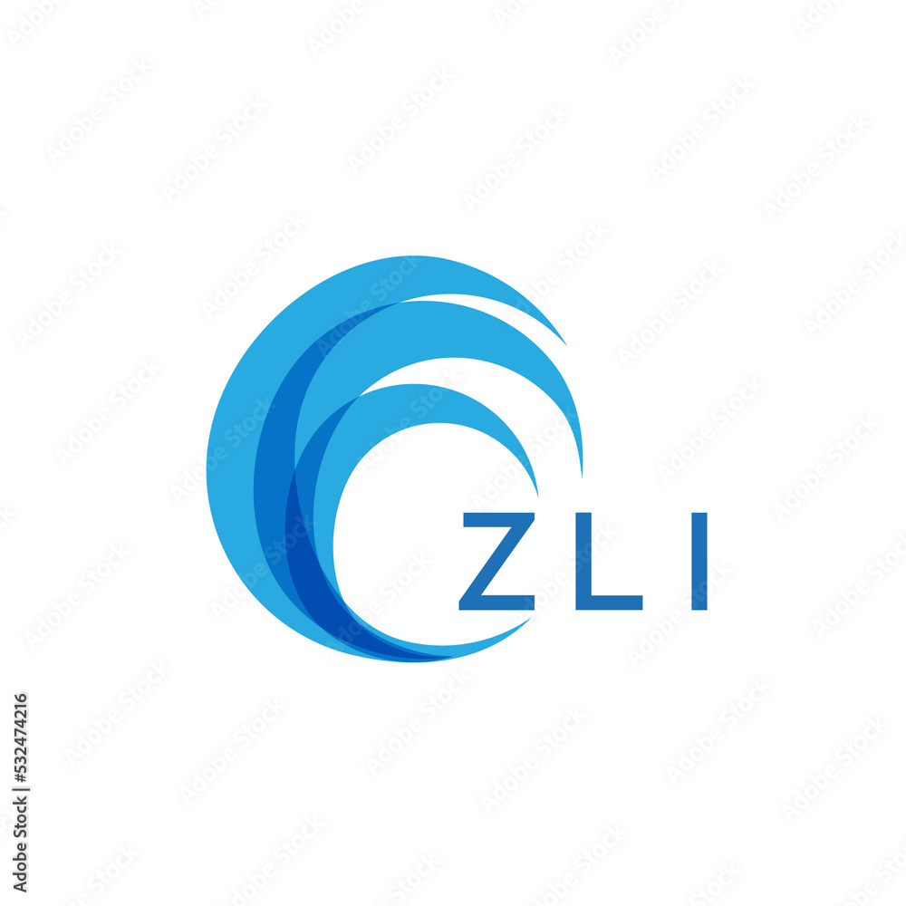 ZLI letter logo. ZLI blue image on white background. ZLI Monogram logo ...