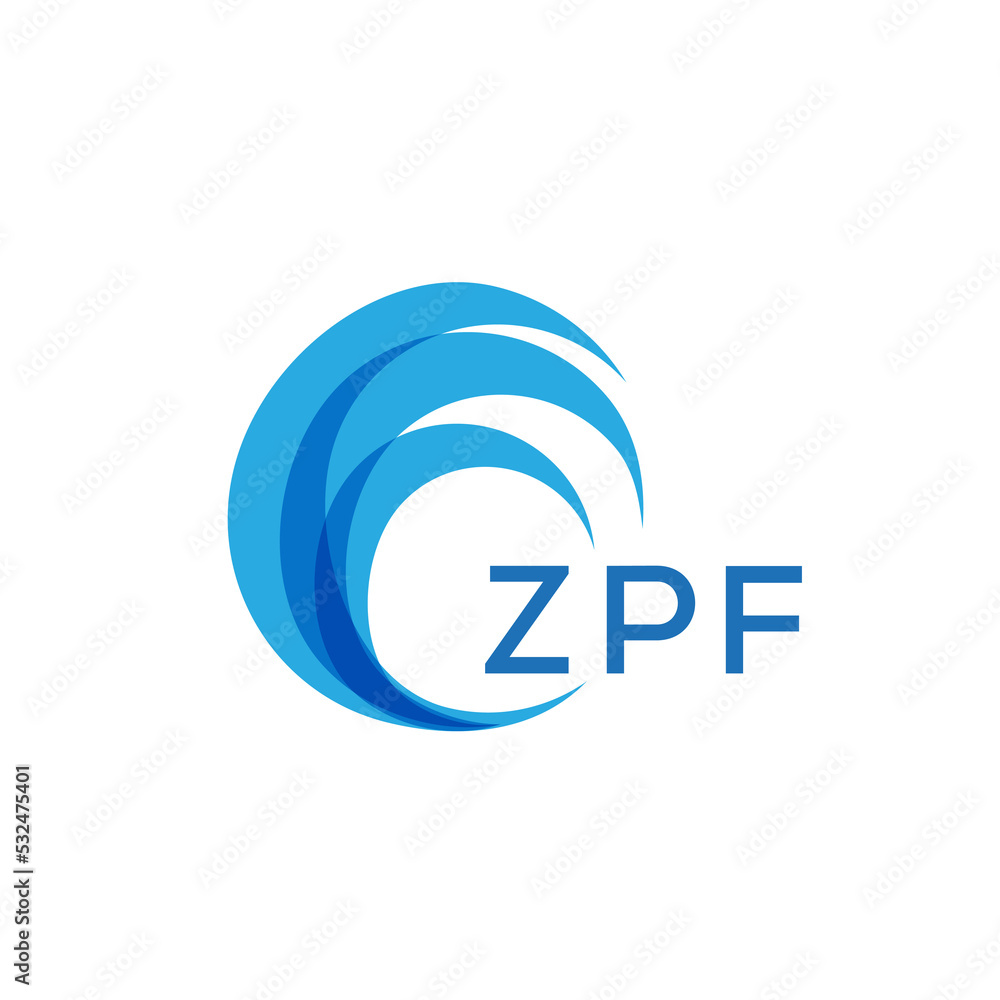 ZPF letter logo. ZPF blue image on white background. ZPF Monogram logo ...