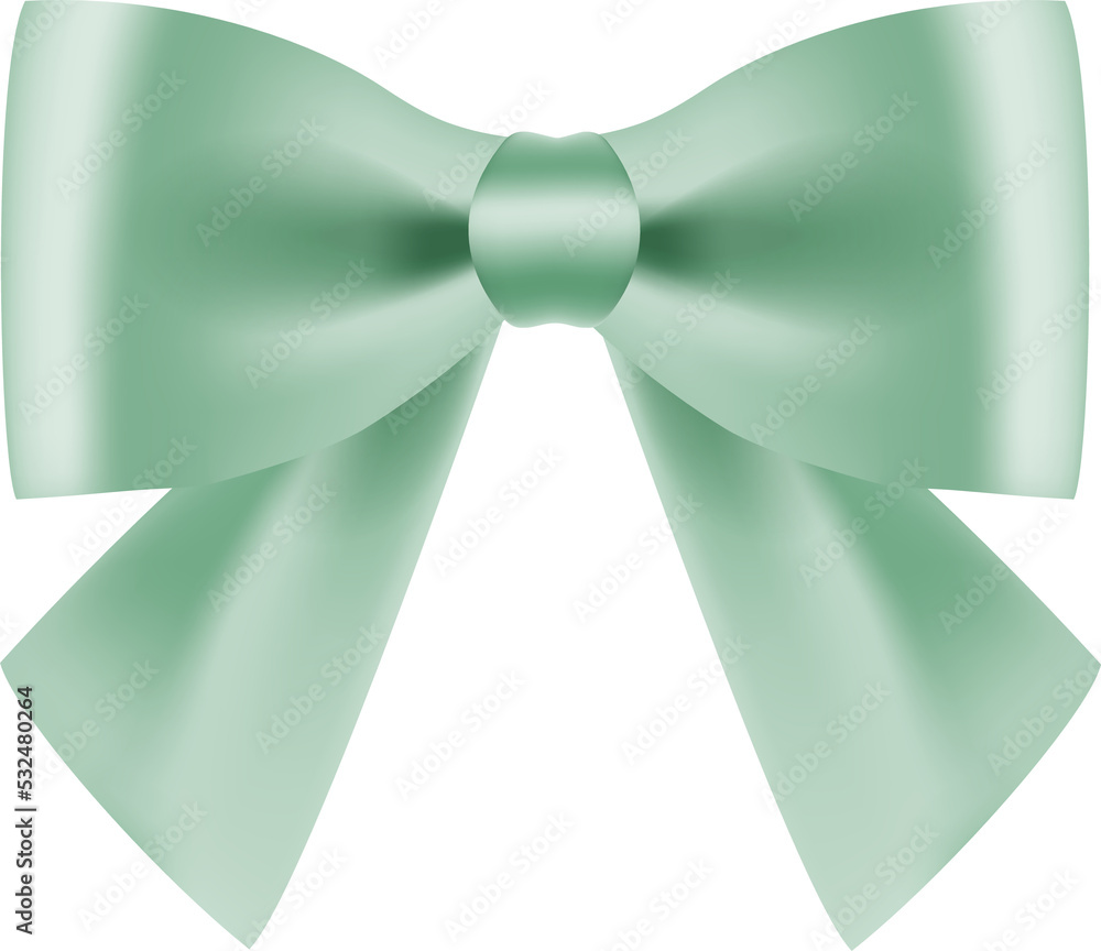 Elegant shiny green satin bow illustration. Bow isolated on transparent ...