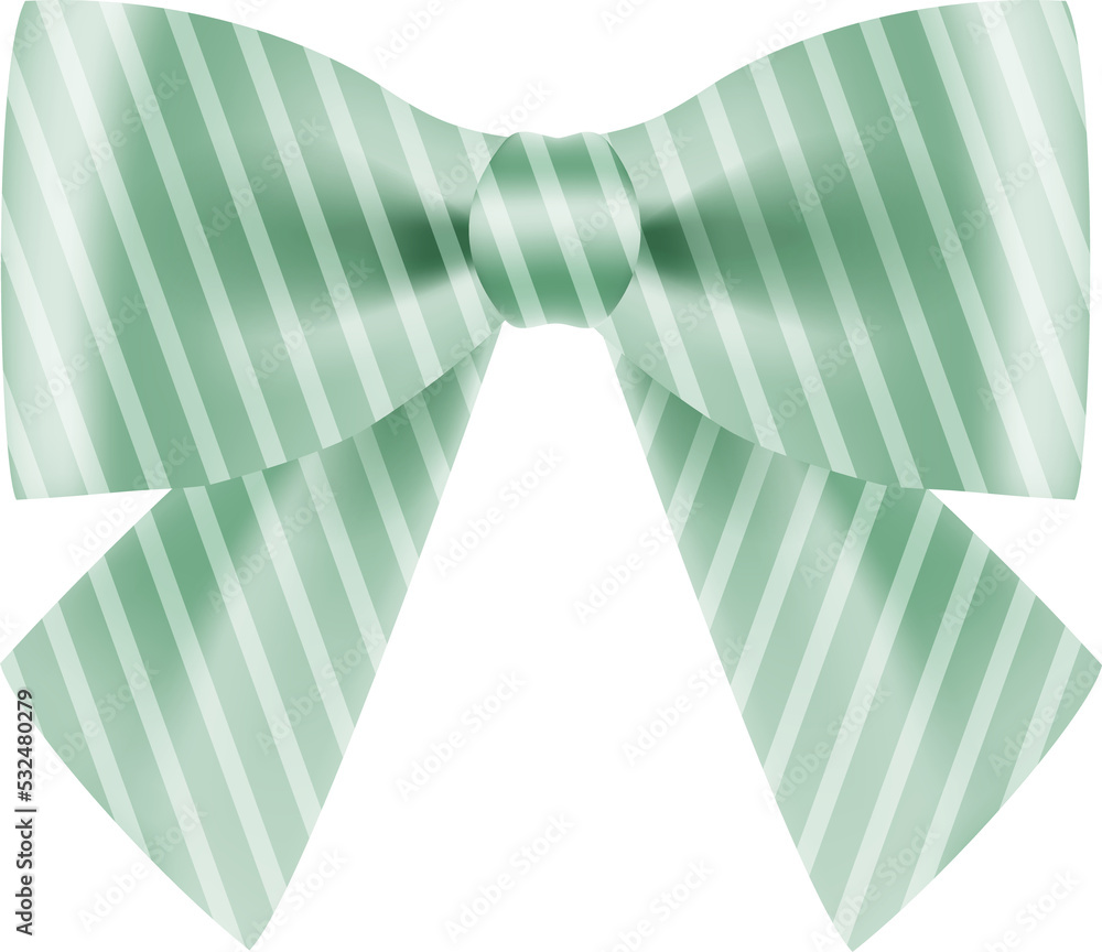Elegant shiny green satin bow illustration. Bow isolated on transparent ...
