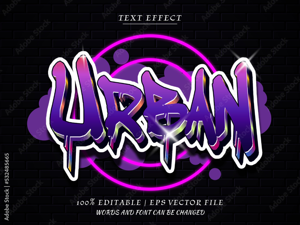 Urban Graffiti 3d editbale Text effect . graffiti style Stock Vector ...
