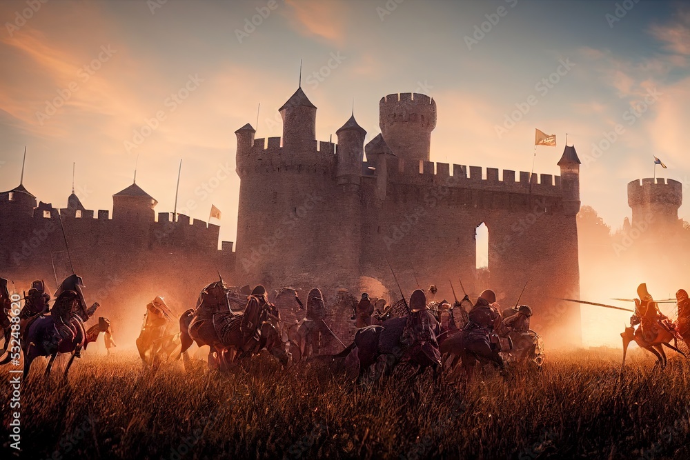 Medieval castle attack ilustração do Stock | Adobe Stock