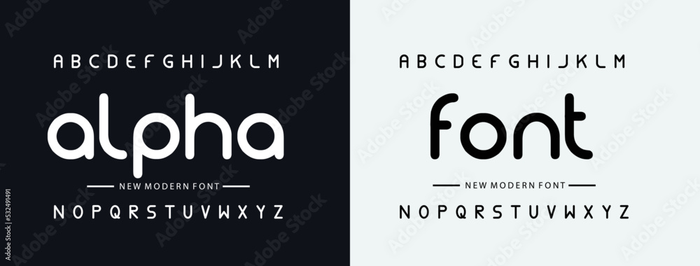 ALPHA, Sports minimal tech font letter set. Luxury vector typeface for ...