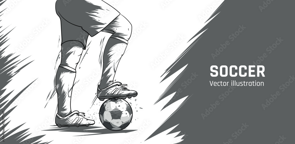 Vecteur Stock Soccer player getting ready to shoot a soccer ball ...