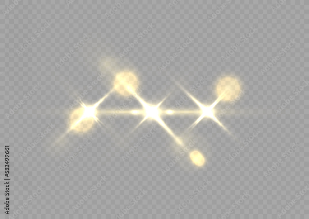 Shining star, sun particles and sparks with highlight effect, golden ...