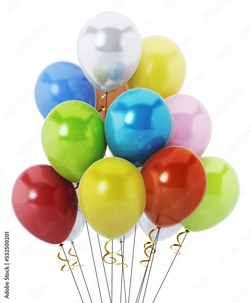 Multi colored party balloons on transparent background Stock ...