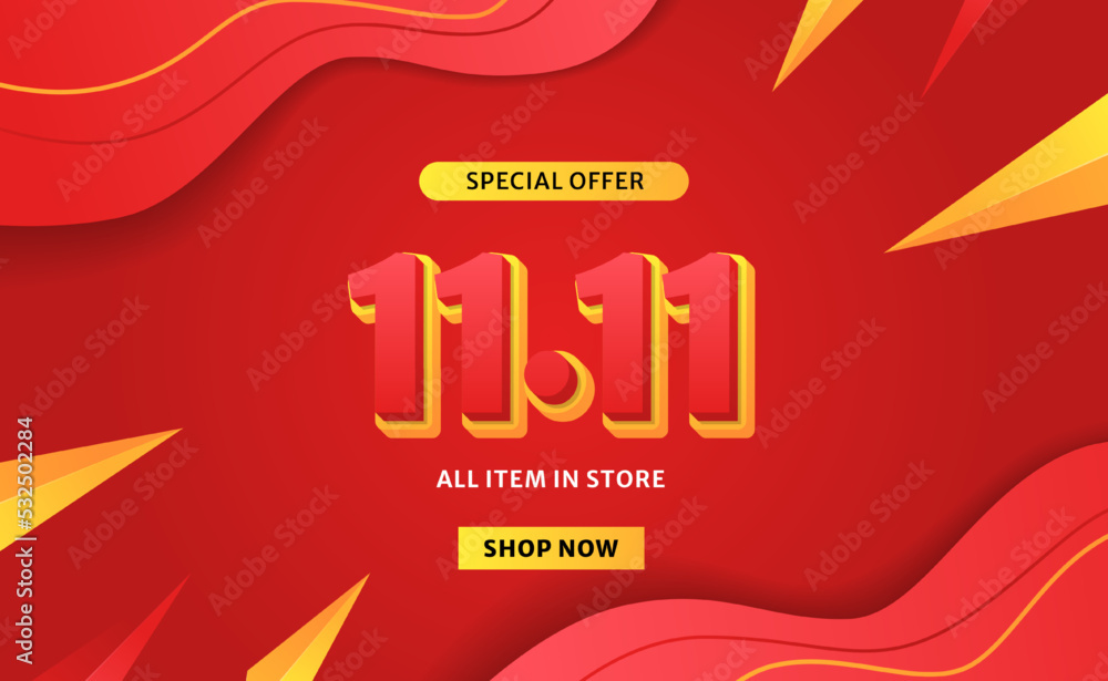 11 11 sale offer promotion discount banner template with 3d text with ...