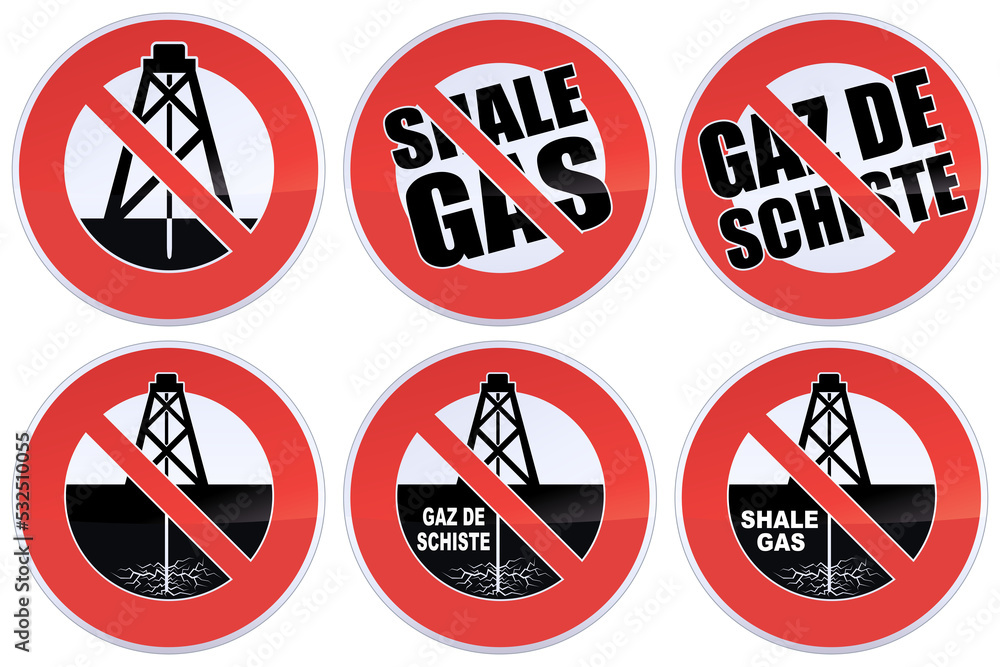 Collection of circular red and white prohibition signs with the crossed ...