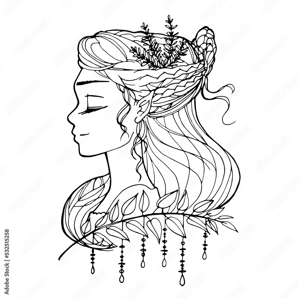 vector coloring page with cute cartoon anime girl. avatar, line art ...
