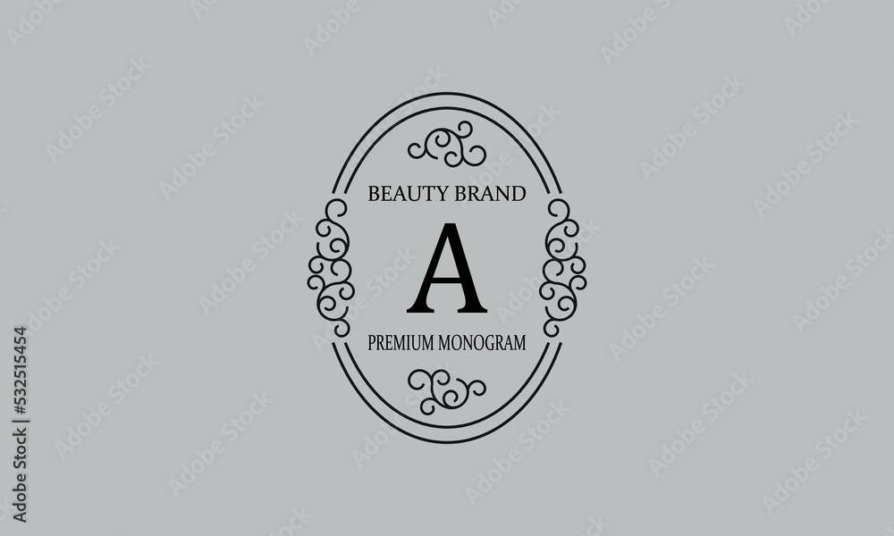 Premium monogram with the letter A. Frame with ornament. Luxury logo ...