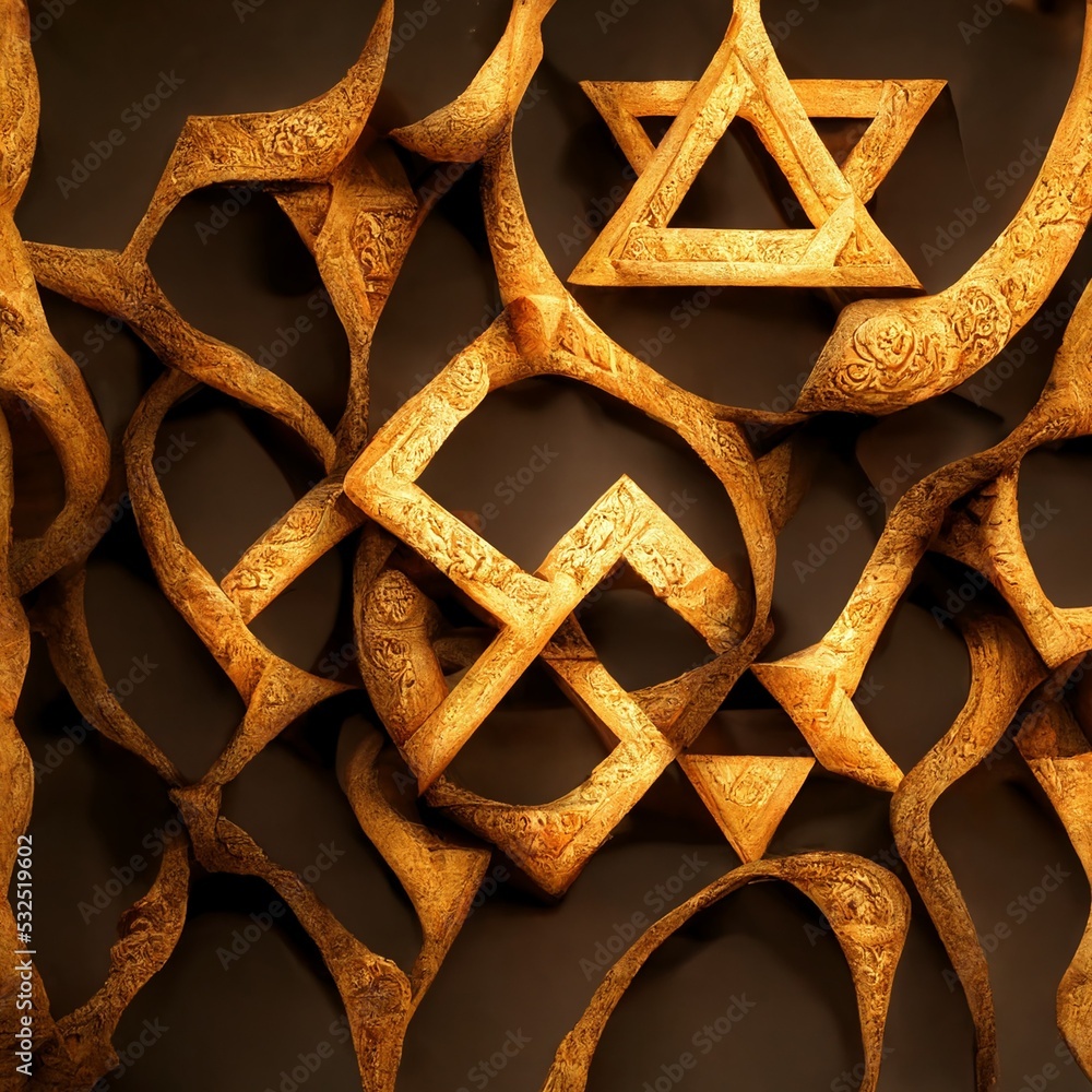 Judaism inspired concept art. Menorah and Jewish religious painting ...