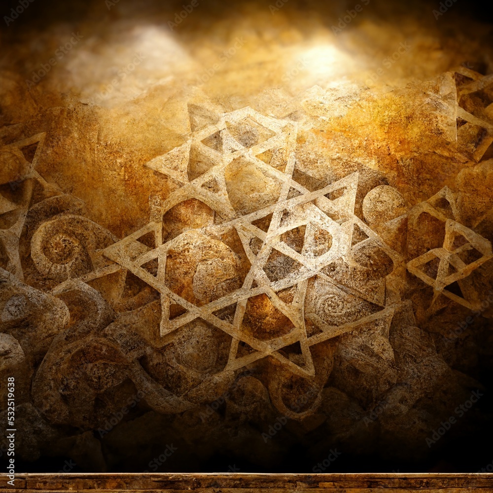 Judaism inspired concept art. Menorah and Jewish religious painting ...