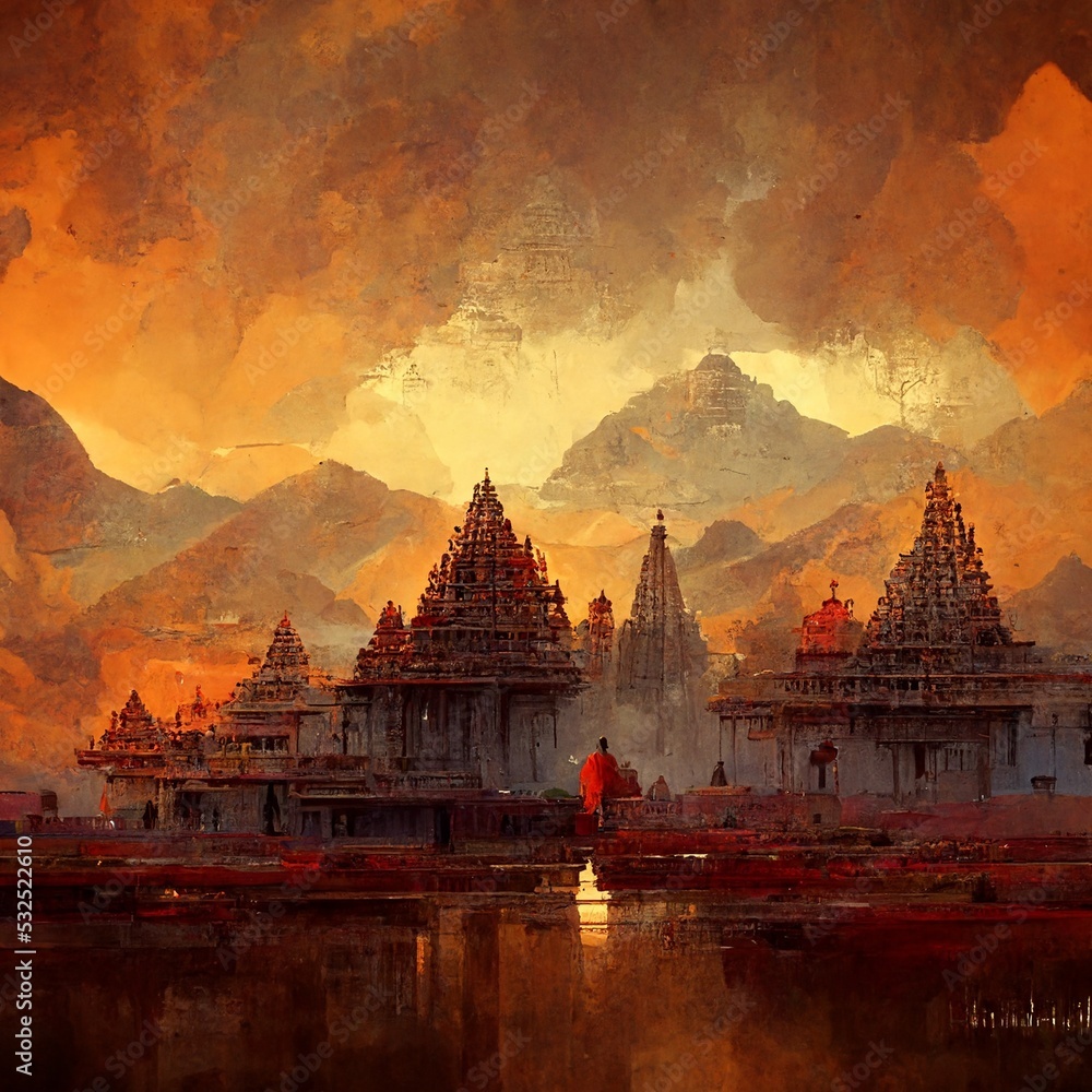 Hinduism inspired concept art. Hindu religious painting. Gods ...