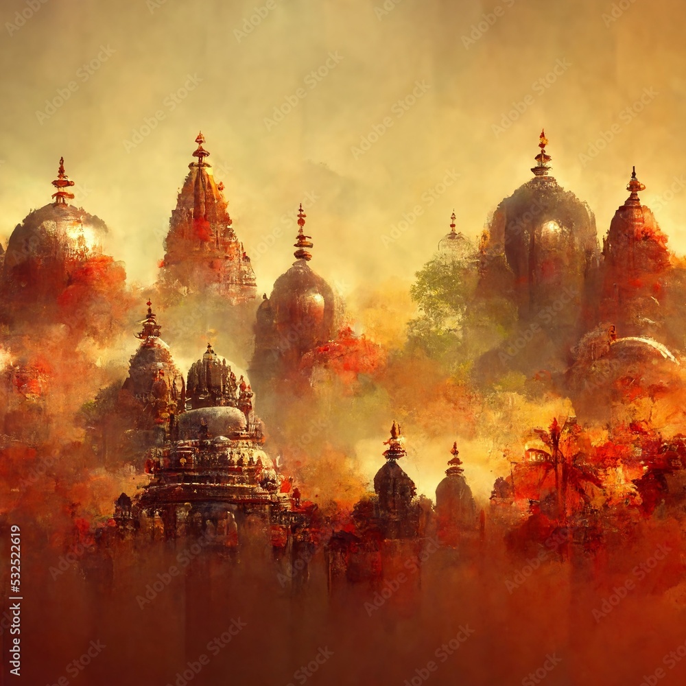 Hinduism inspired concept art. Hindu religious painting. Gods ...
