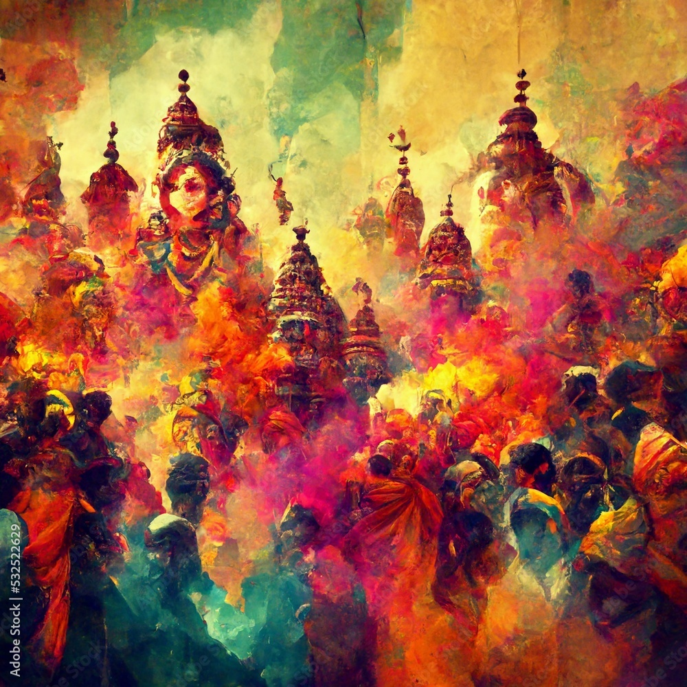 Hinduism inspired concept art. Hindu religious painting. Gods ...