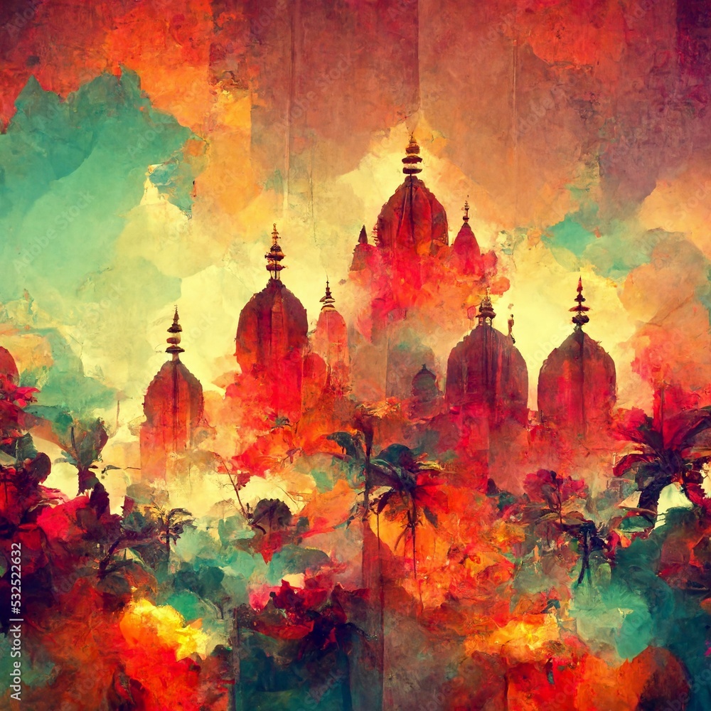 Hinduism inspired concept art. Hindu religious painting. Gods ...