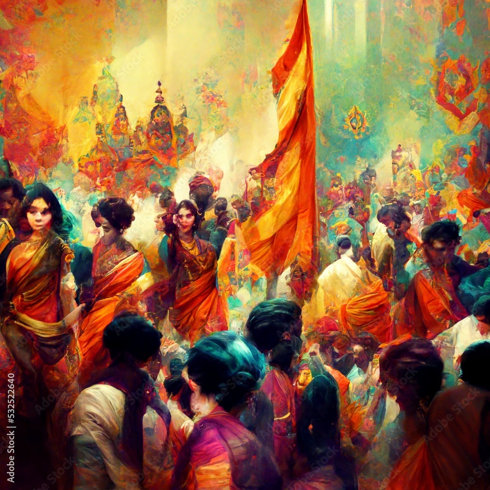 Hinduism inspired concept art. Hindu religious painting. Gods ...