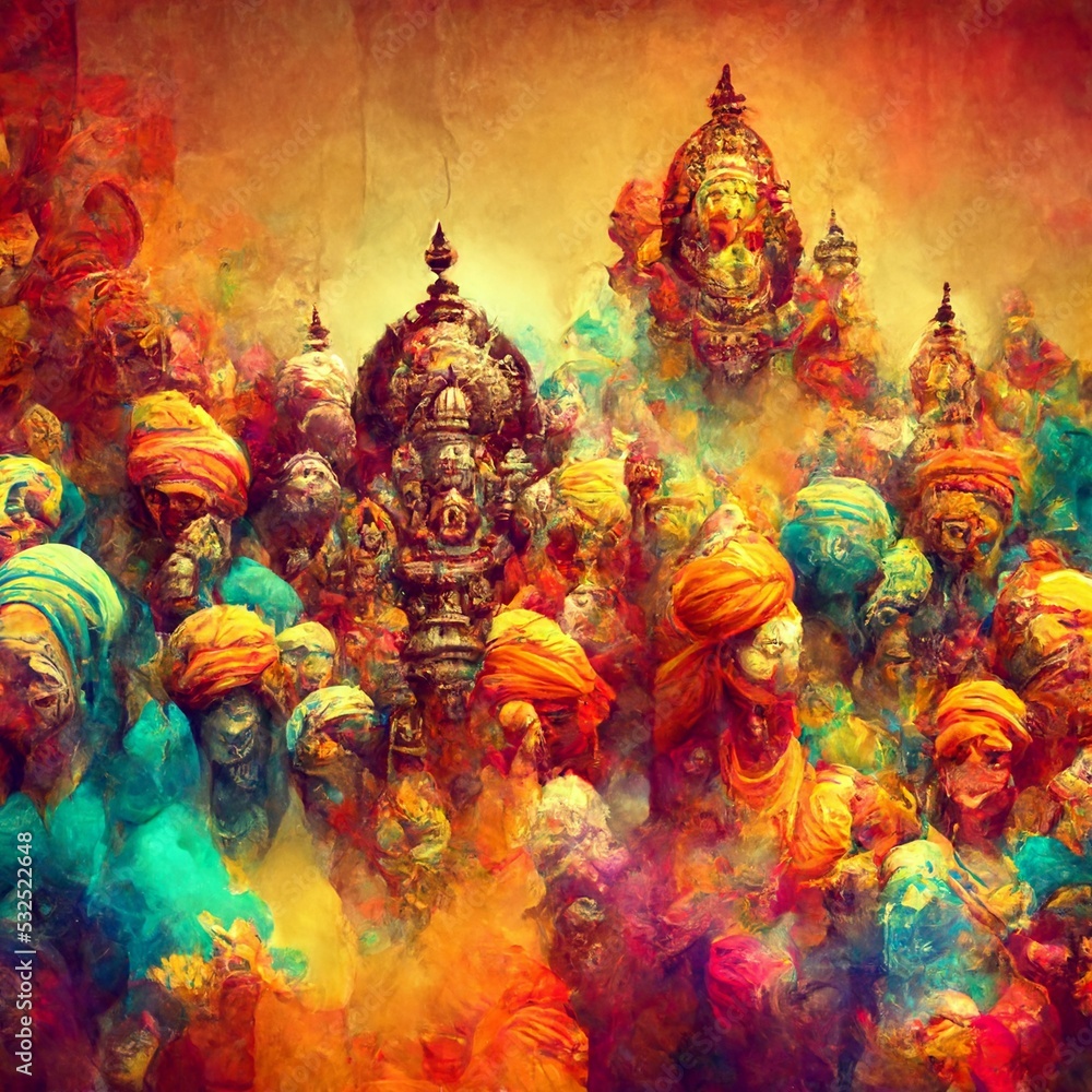 Hinduism inspired concept art. Hindu religious painting. Gods ...