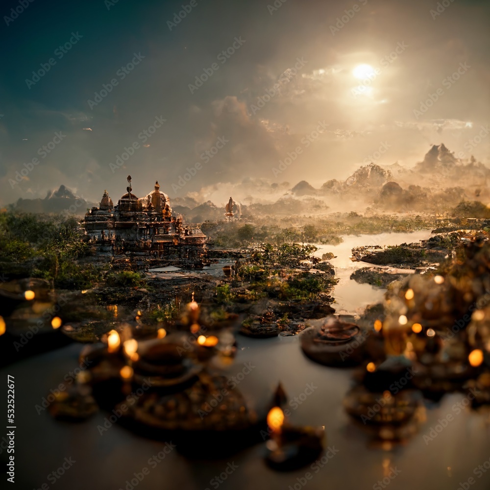 Buddhism inspired concept art. Buddhist religious painting. Buddha ...