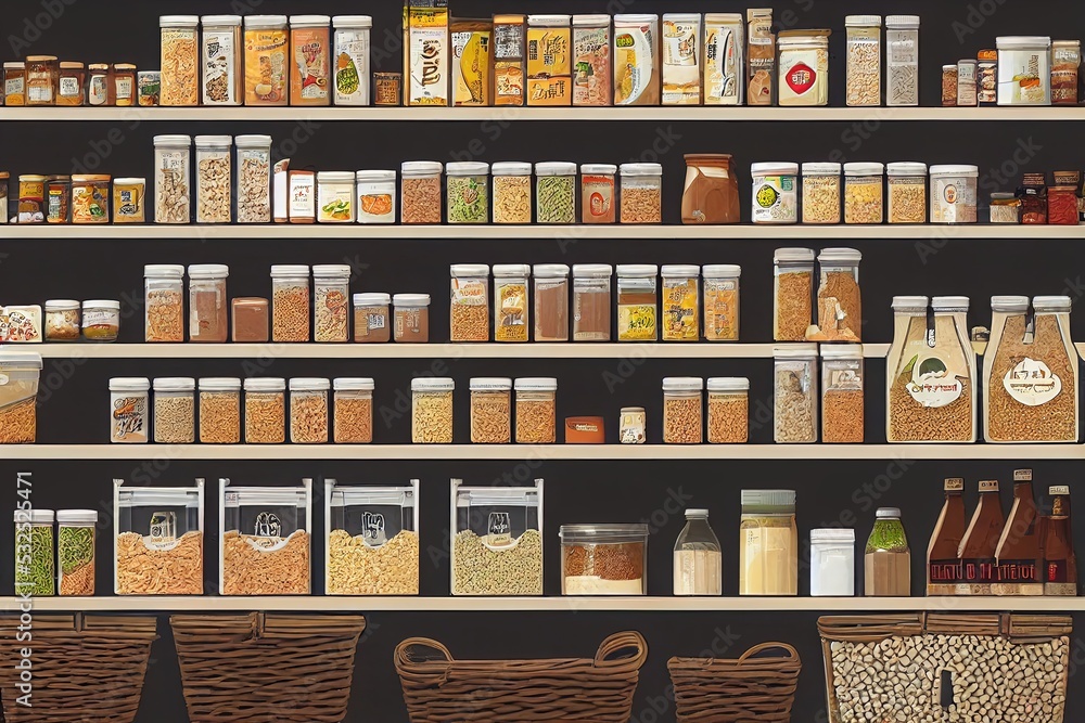 full kitchen pantry food storage illustration Stock Illustration ...