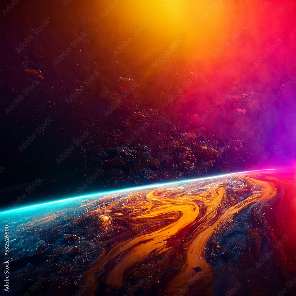 Space panoramic landscape. Stars, galaxies, universe with cinematic ...