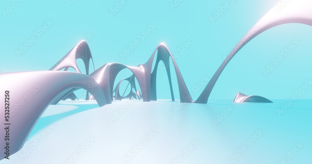 Futuristic architecture background bionic pattern in design 3d render ...