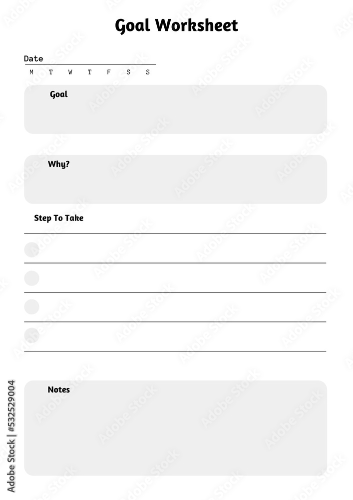 Goal Worksheet,Modern and creative planner template design Stock ...