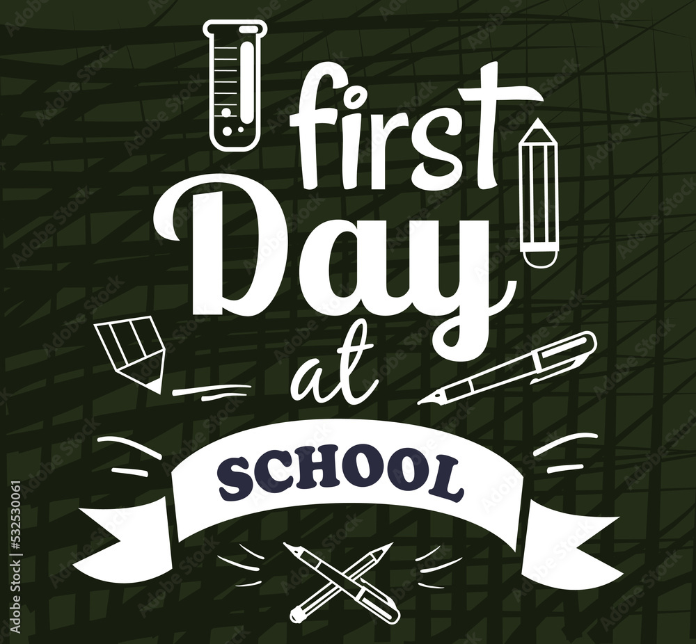 Concept of education. School background with hand drawn school supplies ...