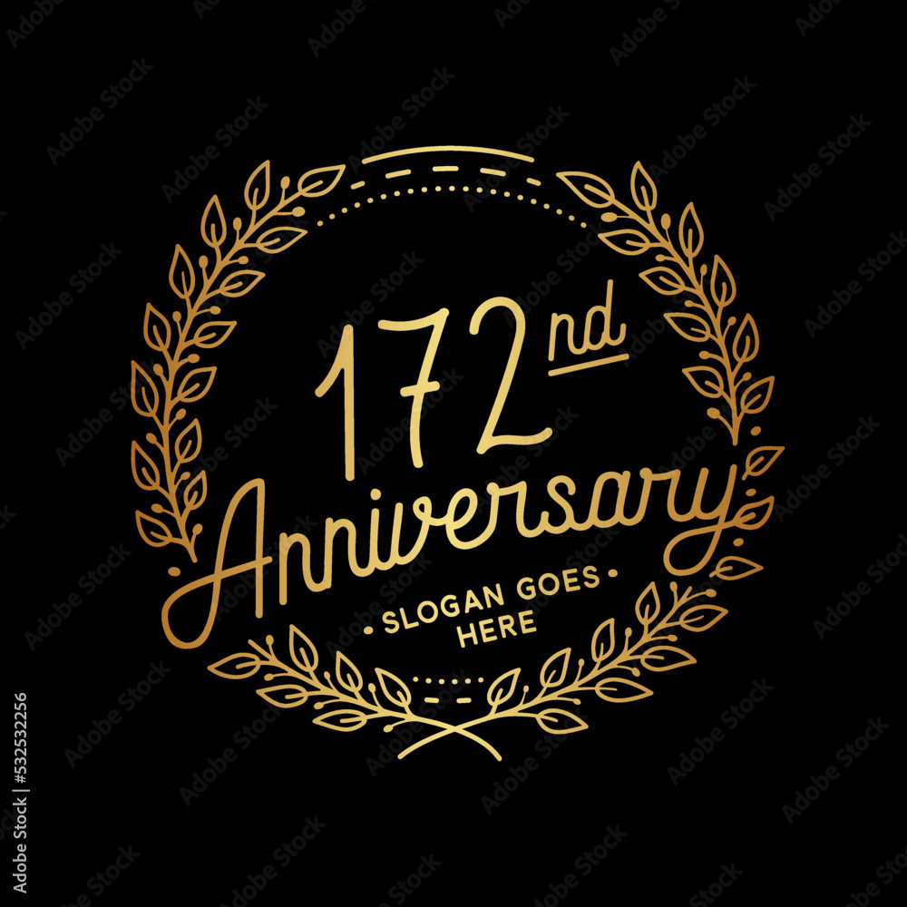 172 years anniversary celebrations design template. 172nd logo. Vector ...