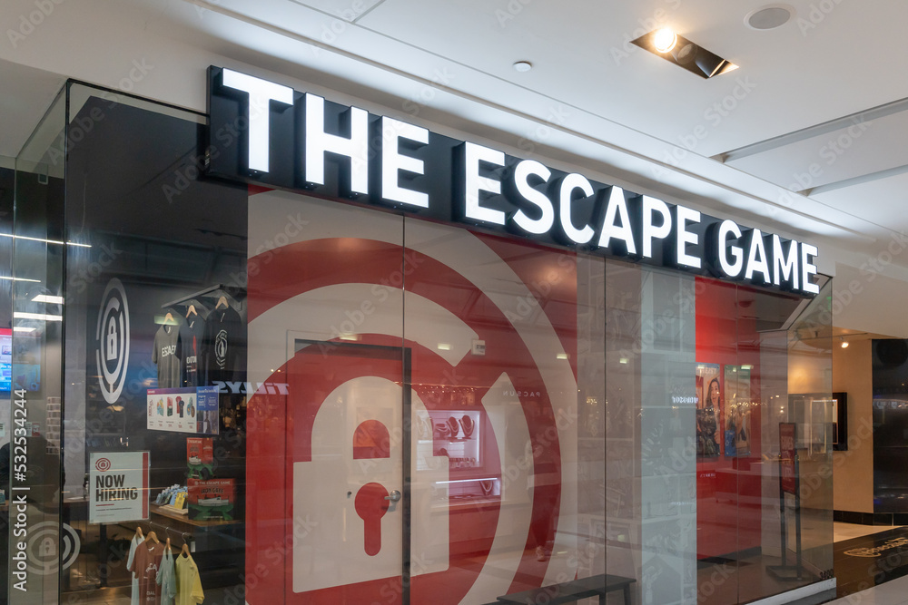 Houston, Texas, USA - February 25, 2022: Escape Room in a shopping mall ...