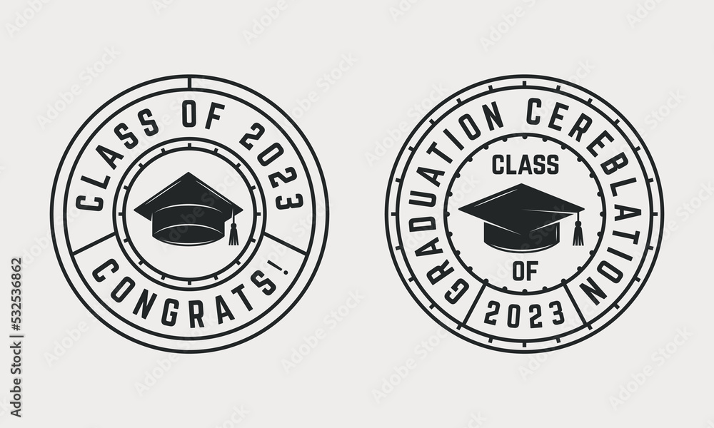 Vintage graduation badges, labels. Circle graduation logo set with ...